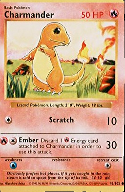 1999 Pokemon Base Set Shadowless 46/102 Charmander Value null ...