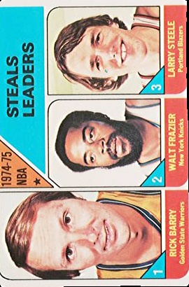 1975 Topps #6 League Leaders (Rick Barry, Walt Frazier, Larry Steele ...