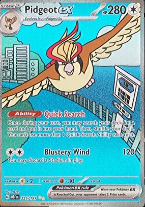 2023 Pokemon Scarlet & Violet Obsidian Flames 225/197 Pidgeot ex Value ...