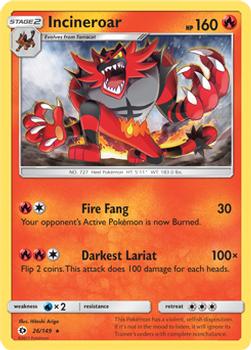 2017 Pokemon Sun & Moon 26/149 Incineroar Value null | Collectibles.com