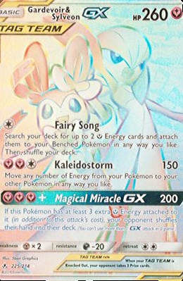 2019 Pokemon Sun & Moon Unbroken Bonds 225/214 Gardevoir & Sylveon Tag ...