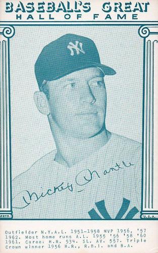1977 Baseball's Great Hall of Fame Exhibits Blue #NNO Mickey Mantle ...